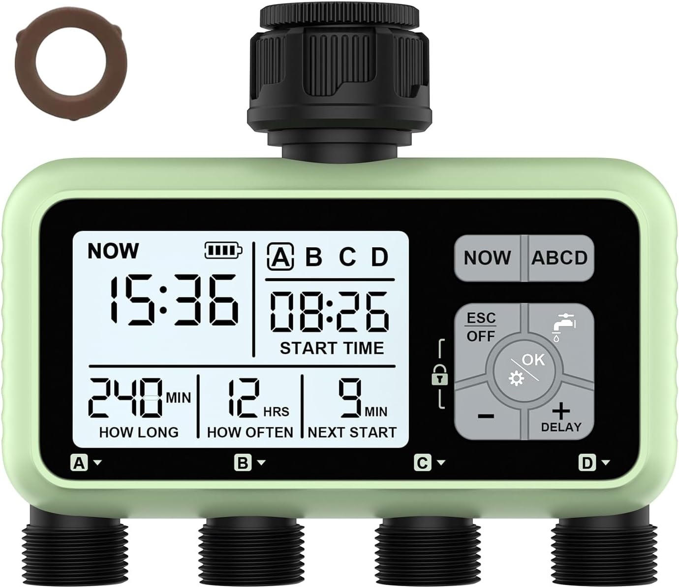 Pinolex – 4 Outlet Sprinkler Timer Water Timer, Programmable Garden ...