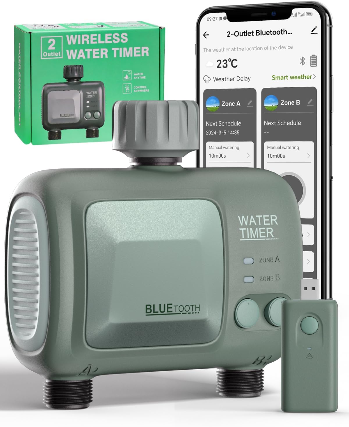 WiFi Water Timer for Garden Hose – 2 Zone Automatic Watering for Plants ...