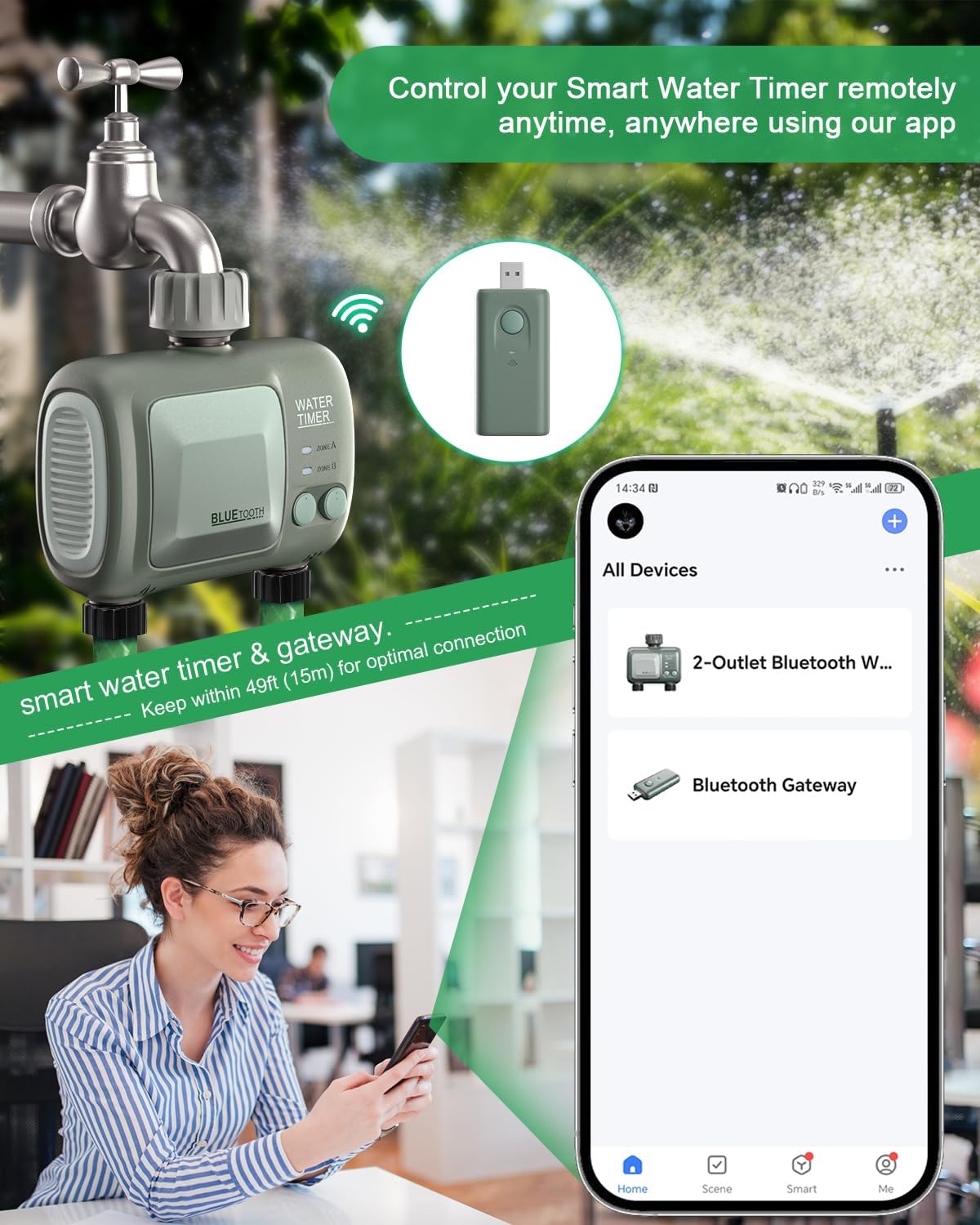 WiFi Water Timer for Garden Hose – 2 Zone Automatic Watering for Plants ...