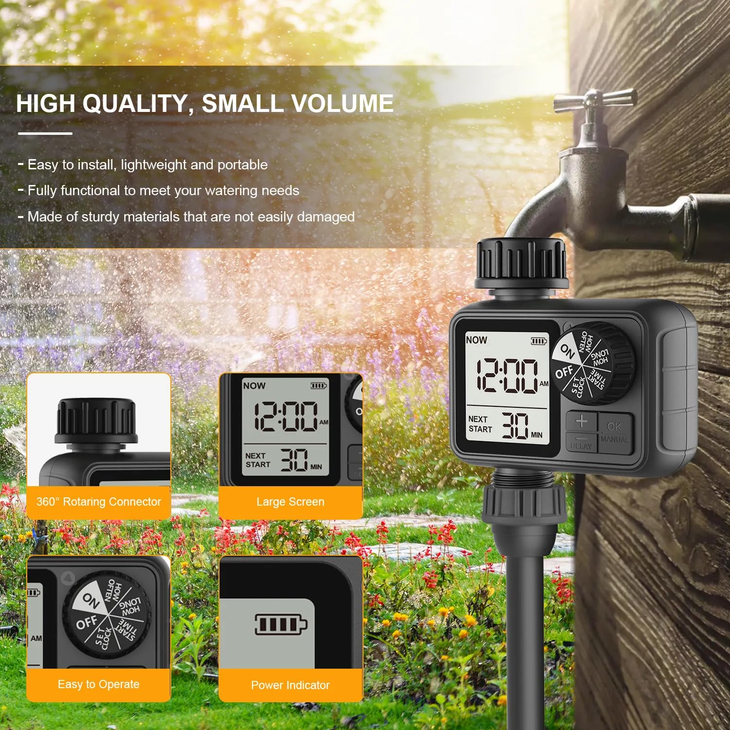 Pinolex Garden Automatic Irrigation Water Timer System Controller Drip Irrigation Water Timer ...