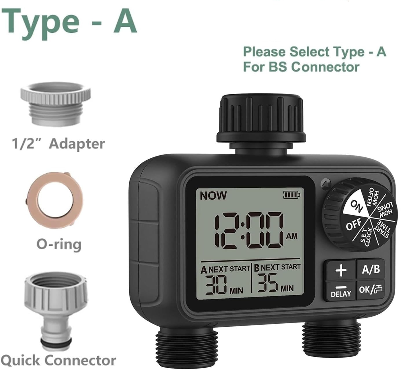Pinolex 2-Outlet Digital Water Timer A/B-Zone Independent Programmer Control Adjustable ...